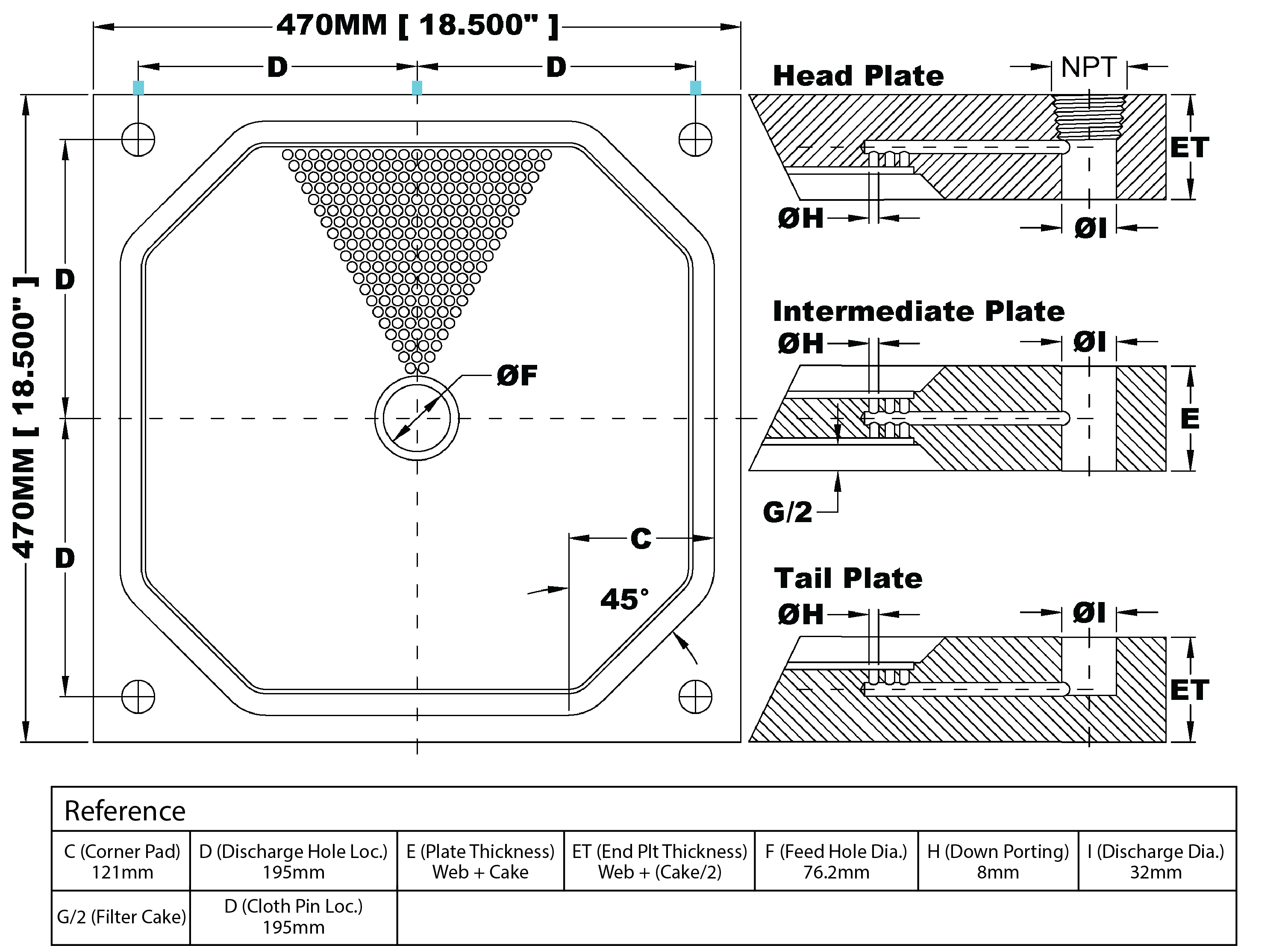 0470mm [18.500″] Non Gasket (NG) Recess Chamber Filter Plate – Master ...
